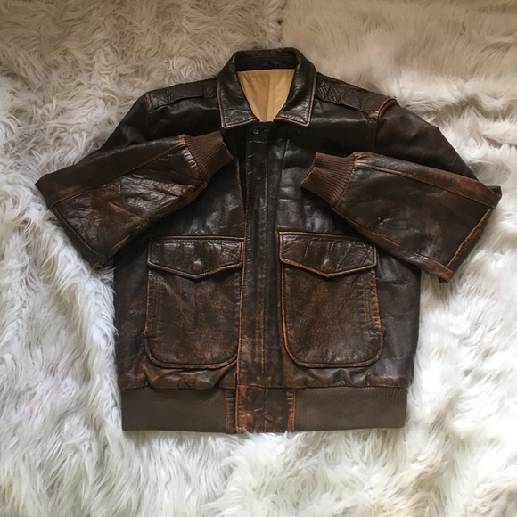 Rage Leather | Jackets & Coats | Vintage Rage Leather 983 Brown Bomber ...